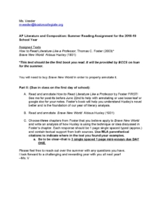 12 - AP Lit Summer Reading - Boston Collegiate Charter School